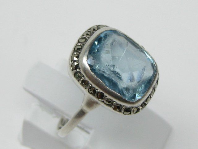 Antik Ring Silber 835 + MP blauer Stein Gr. 57 / 3.5 g (Gebraucht) in ...