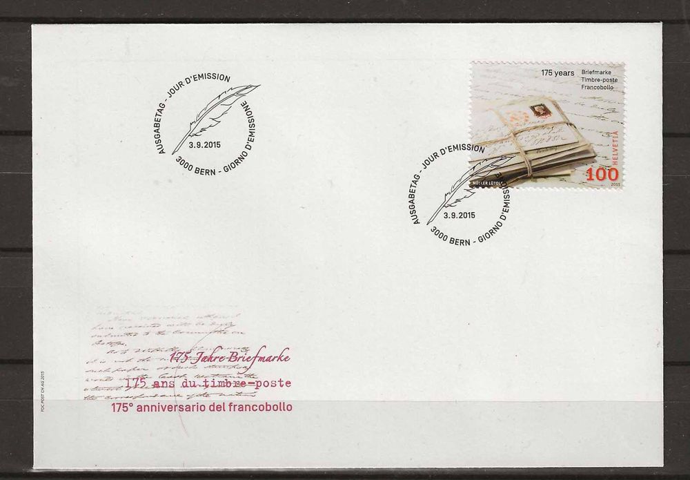 F1569 - FDC 175 ans du timbre-poste (D'occasion) à Trélex pour CHF 1 ...