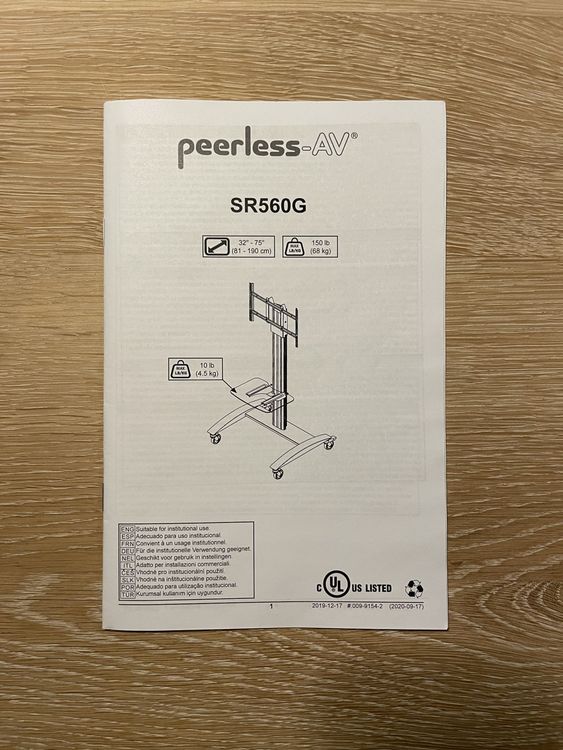 Peerless SmartMount Universal Flat Panel TV Cart SR560G (Gebraucht) in ...