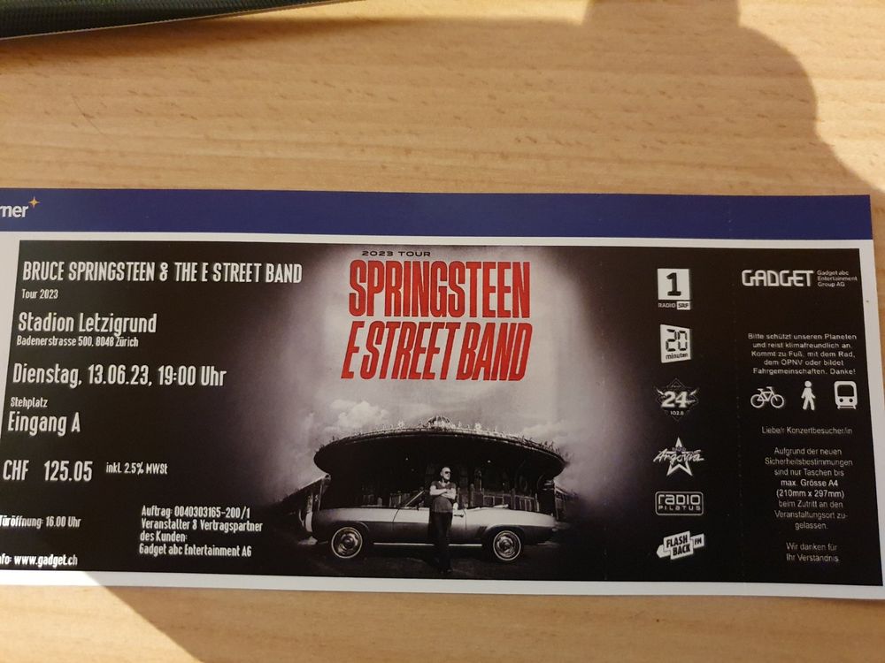 Bruce Springsteen Konzert Ticket (Neu (gemäss Beschreibung)) in für CHF ...
