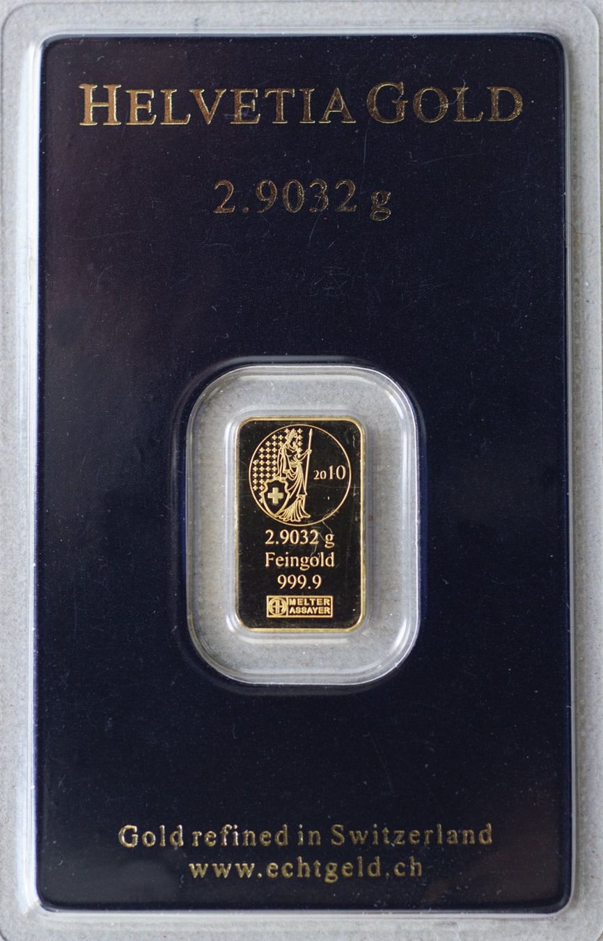 GOLDBARREN HELVETIA GOLD 2,0932 G Switzerland (Neu und originalverpackt ...
