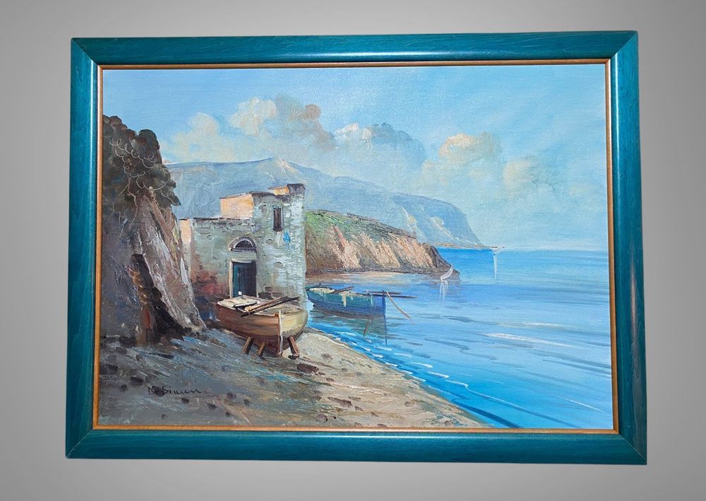 DE SIMON Peinture Italie Paysage marin à l'huile sur toile (Gebraucht ...