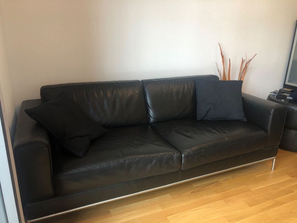 Ledersofa Arild Ikea Couch 3er Schwarz | Kaufen auf Ricardo