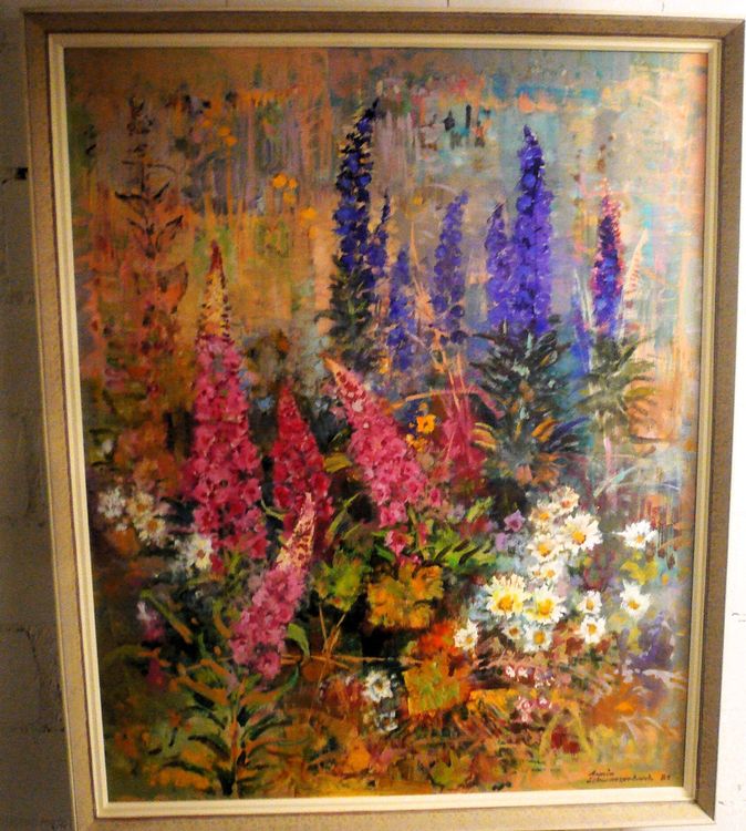 Armin SCHWARZENBACH SPiez Gemälde BlumenPracht in blau & rot (Gebraucht) in Oberhofen am ...