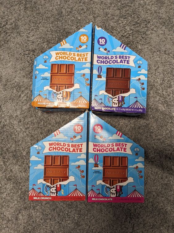 NEW Mr Beast Feastables : 4 x chocolate bars box | Kaufen auf Ricardo