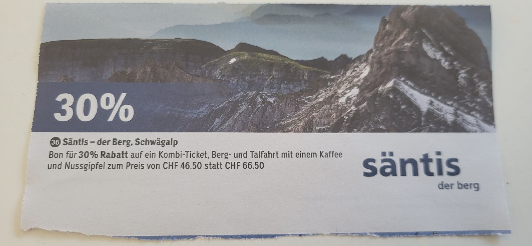 Säntis Bon: 30% Rabatt auf Berg- und Talfahrt bis 31.8.2025 (Neu (gemäss Beschreibung)) in ...