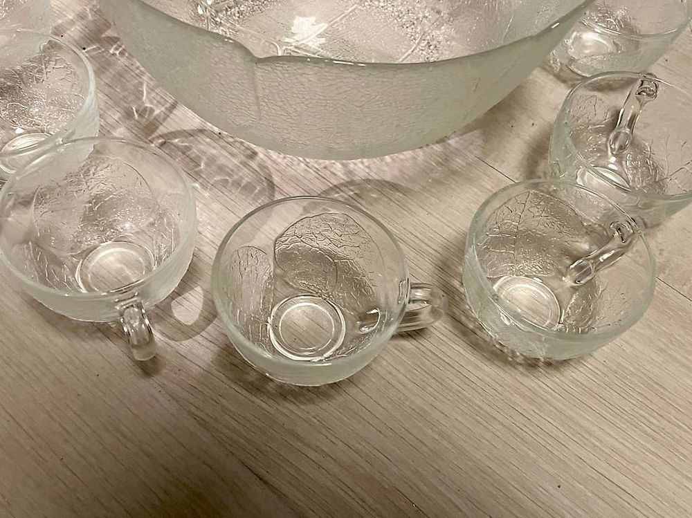 Service à punch / bol à punch en verre 13 bols et 1 louche (D'occasion ...