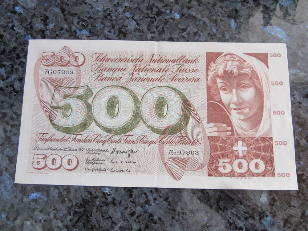500 FRANKEN BANKNOTEN SCHWEIZ 1971 (Gebraucht) in châtelaine für CHF ...