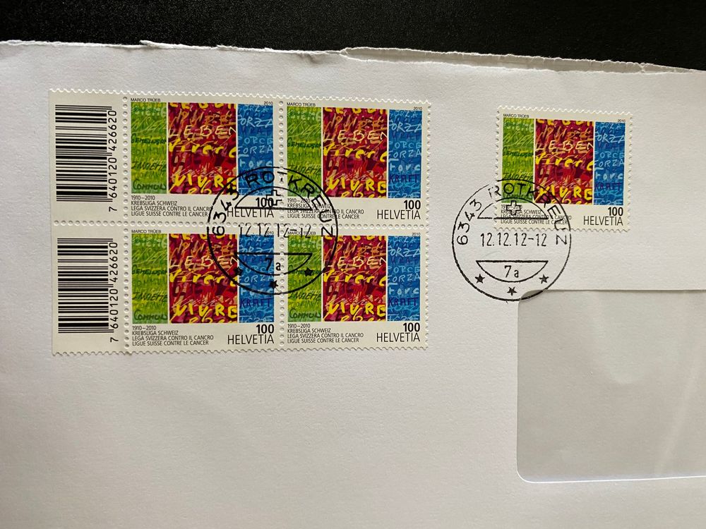 2 Briefe Schnapszahl 12.12.12-12 aus NYON + Rotkreuz Werbung (Neu ...