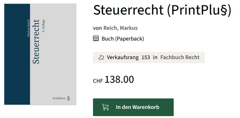 Schulthess Juristische Medien Steuerrecht (PrintPlu§) Reich | Kaufen auf Ricardo
