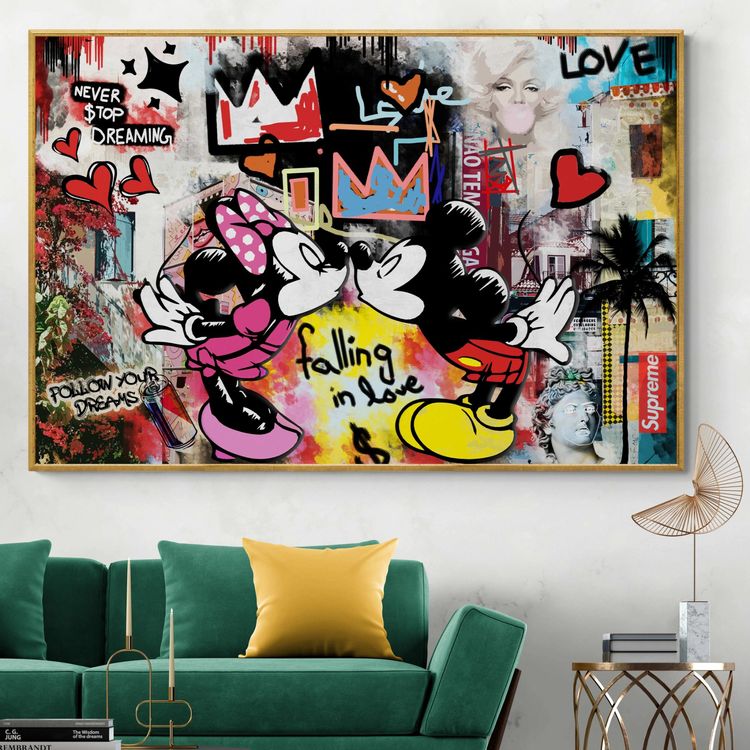 Love Never Stop Dreaming Mickey Mouse Kissing Pop Art (Neu und originalverpackt) in Widnau für ...