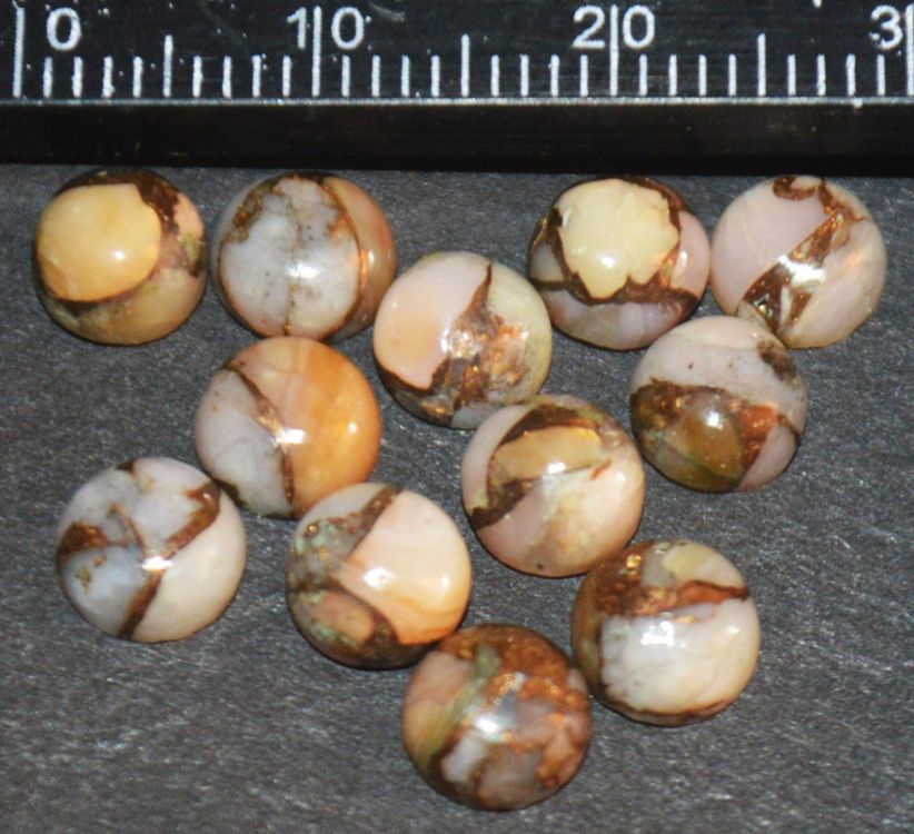 Cabochon Set L-3956 – 12 Rosa Opal Türkis Rund – je 5x5mm (Neu und ...