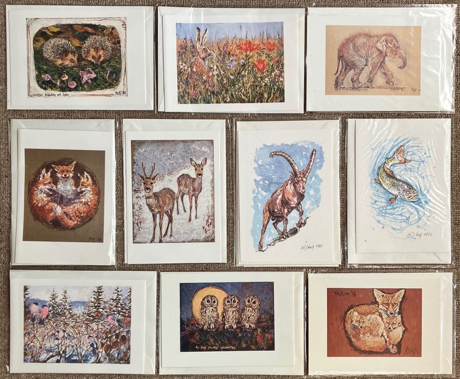 Fritz Hug, 10 Grusskarten des bekannten Schweizer Künstlers (Neu und originalverpackt) in Zürich ...