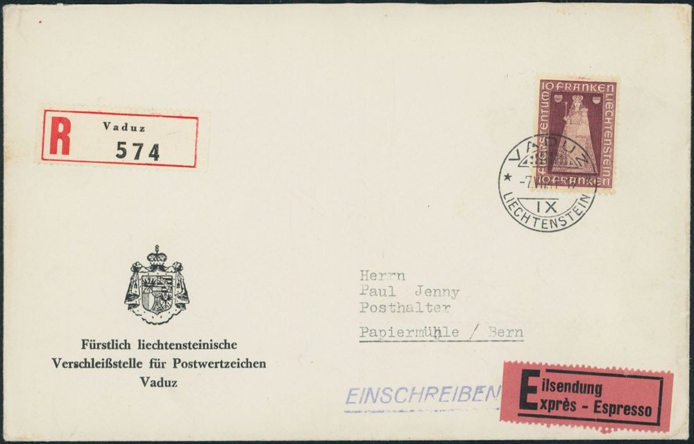 FL - 1941 - Madonna von Dux - Ersttagsbrief FDC ET (Gebraucht) in Schindellegi für CHF 1350 ...