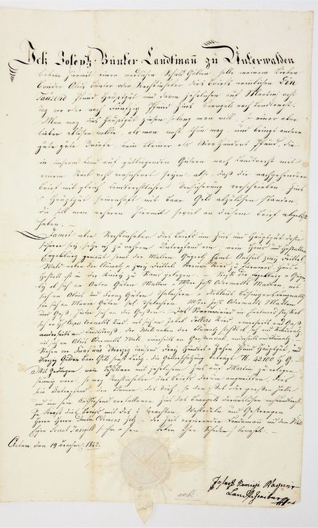 Antikes Schriftstück von Joseph Bünter (NW) - 1842 (Gebraucht) in ...