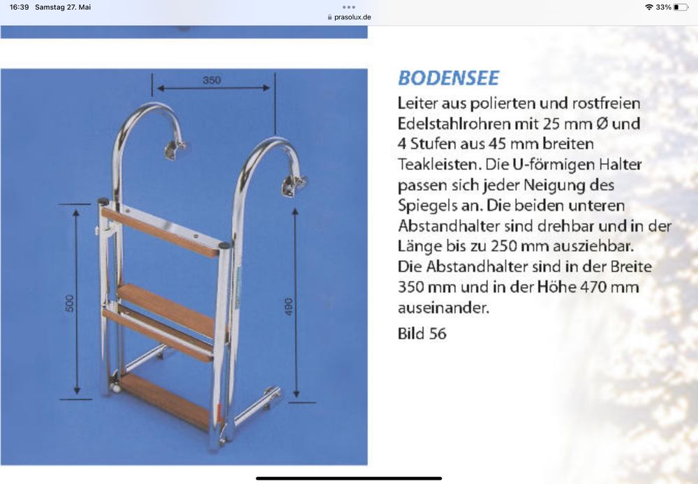 Badeleiter von Prasolux Modell Bodensee 4 Stufen Edelstahl | Kaufen auf Ricardo