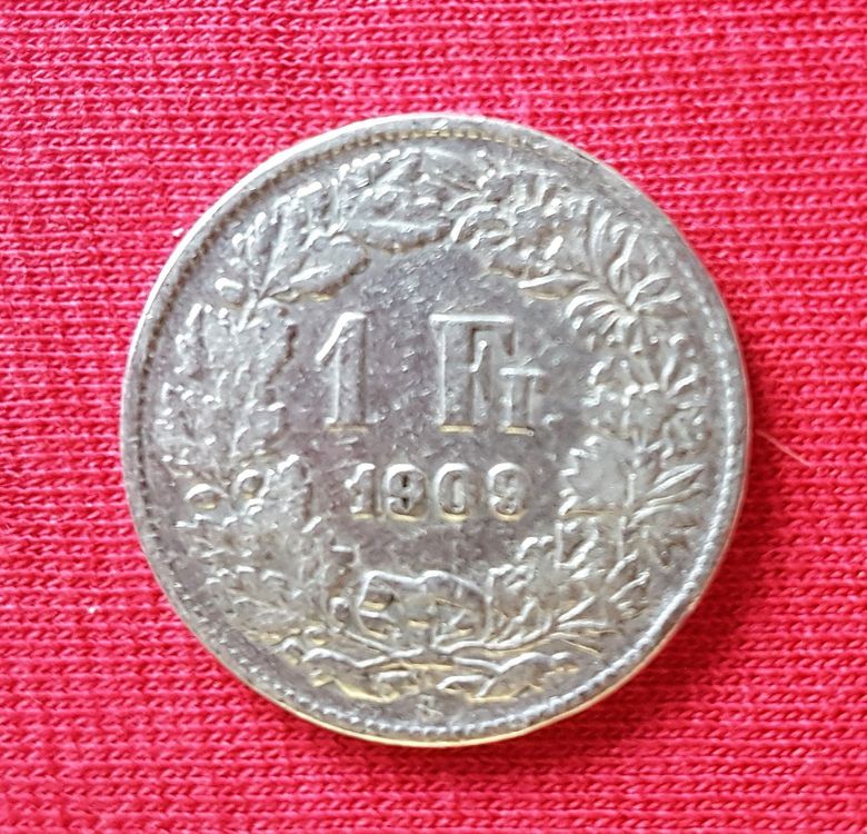 1 Franken 1909 uralte sehr rare Silbermünze ab nur 1 Fr !!! | Kaufen auf Ricardo