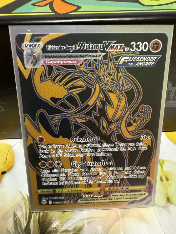 Fliessender Angriff Wulaosu Vmax Gold Pokemon Karte (Neu (gemäss ...