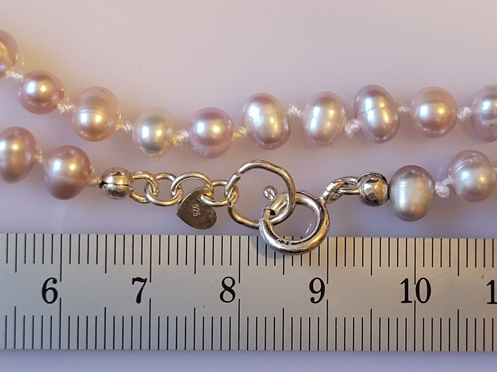 Echt Perlenkette 925 Silber lila Lavendel Zucht Perlen Kette | Kaufen ...
