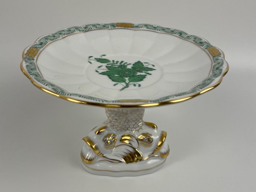 antike Porzellan Platte mit Fuss von Herend, Gold, Blätter (Gebraucht) in Gasel für CHF 35 – mit ...