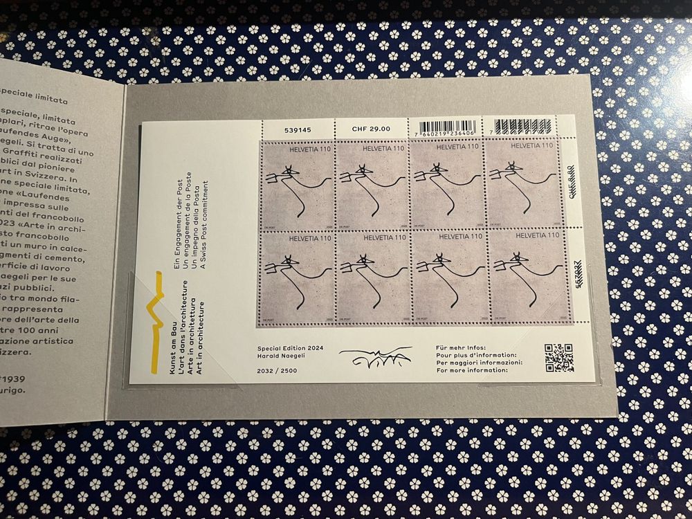 Harald Naegeli 2024 Spezial Edition Kleinbogen ** im Folder (Neu und ...