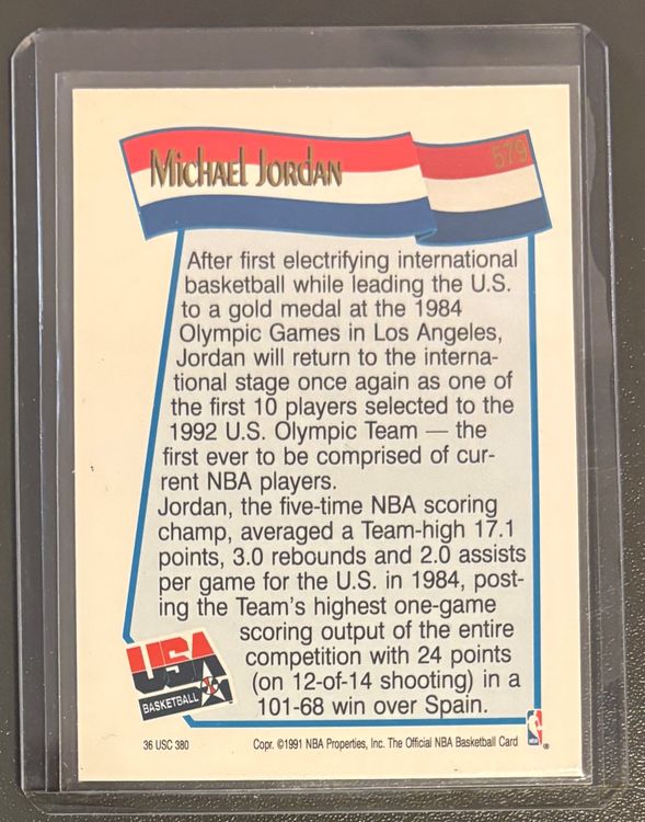 NBA Michael Jordan 1991-92 Hoops USA Dream Team Card (Neu (gemäss ...
