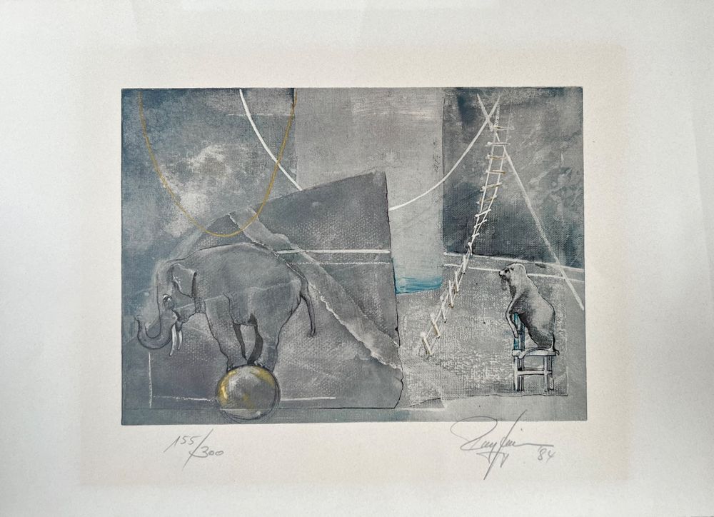 Rolf KNIE Lithographie (155/300) "Elefanten" 1984 - ORIGINAL (Gebraucht) in Turgi für CHF 145 ...