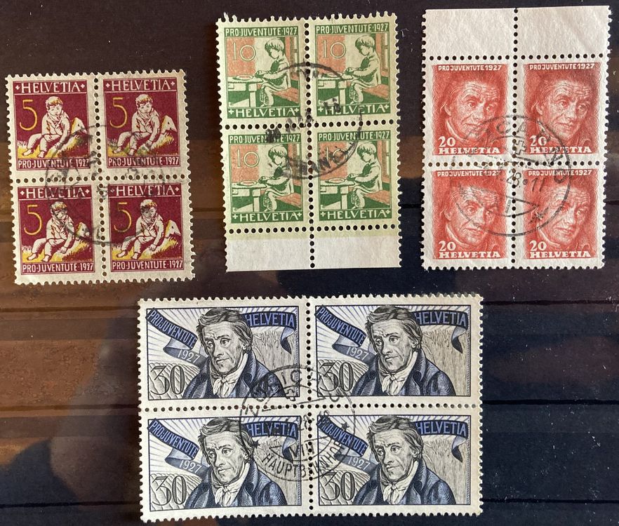 PJ 1927 Viererblock Serie gestempelt, SBK 140 Fr. | Kaufen auf Ricardo
