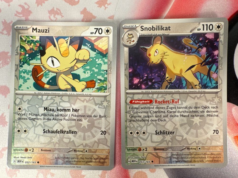 Pokemon 151 Mauzi + Snobilikat Reverse Holo (Neu (gemäss Beschreibung ...