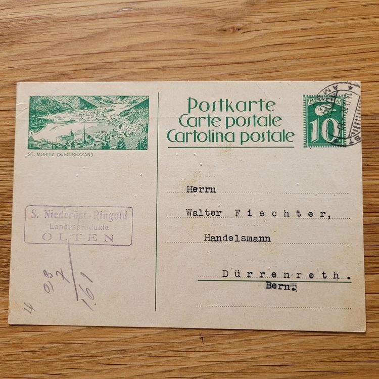 GS Karte St.Moritz Olten 1927 (Gebraucht) in Biel/Bienne für CHF 1 ...