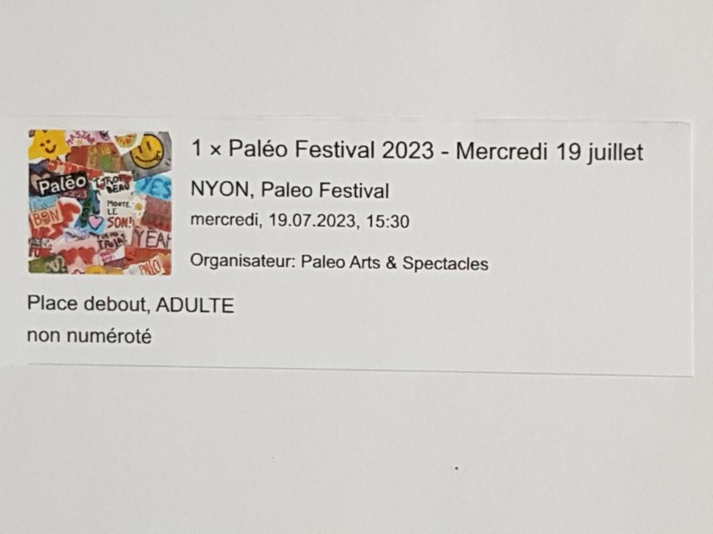 Billet Paléo mercredi | Kaufen auf Ricardo