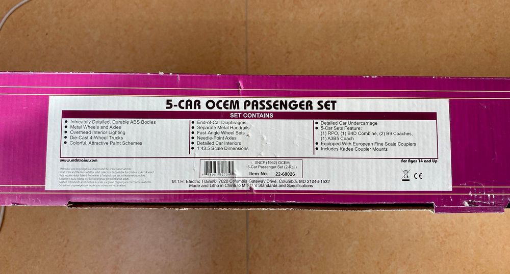 MTH SNCF OCEM Personenwagen Set Spur 0 (Neu und originalverpackt) in ...