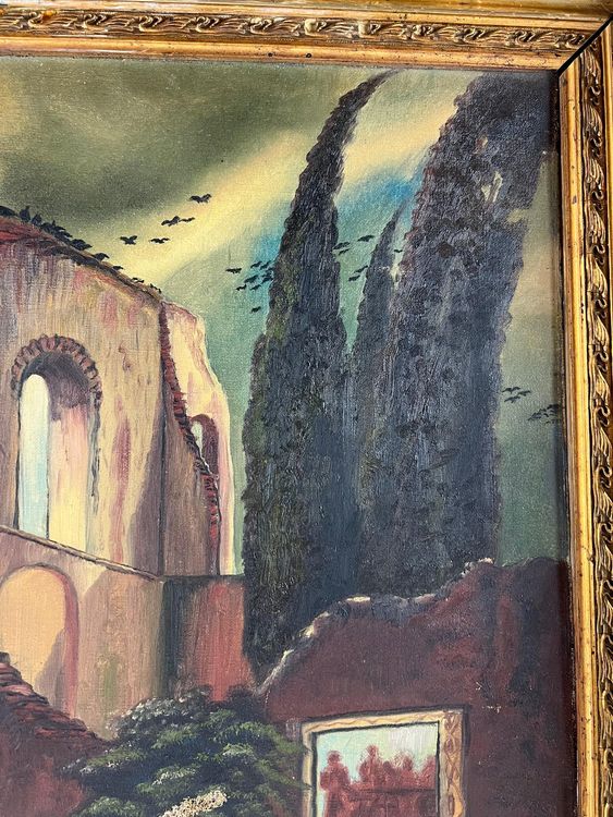 Historismus Burgruine Gemälde Jugendstil Rahmen Signiert. (Gebraucht) in Neuhausen am Rheinfall ...