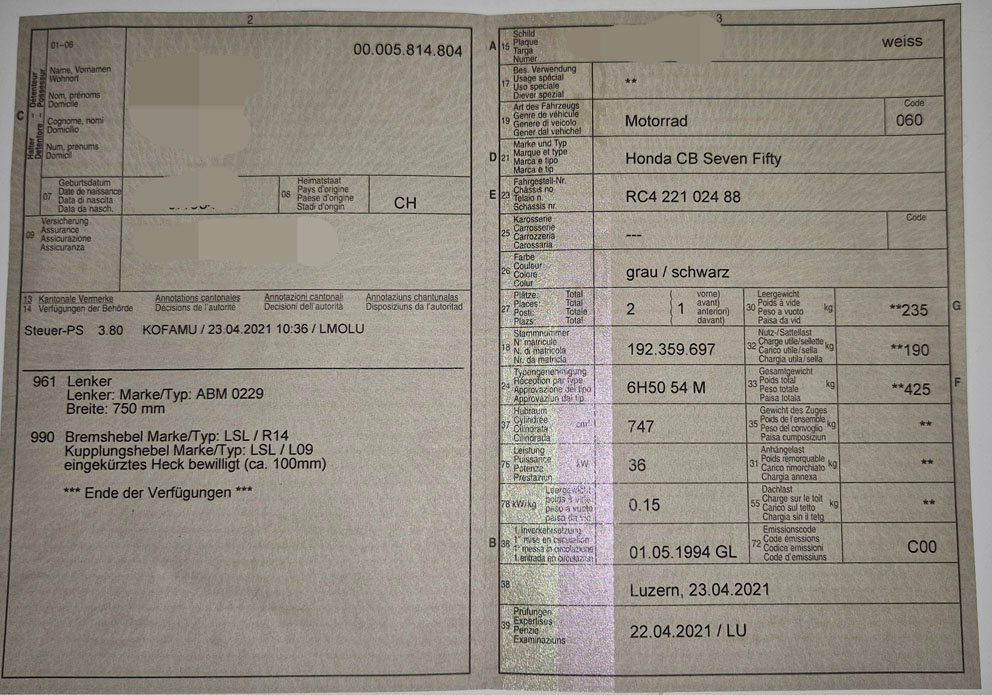 Honda seven fifty Cafe Racer (D'occasion) à Ebikon pour CHF 9500 ...