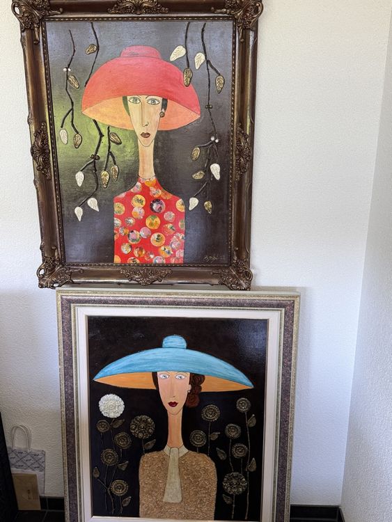 Vintage Gemälde "Dame mit Hut", signiert, (Neu (gemäss Beschreibung)) in Frick für CHF 1590 ...