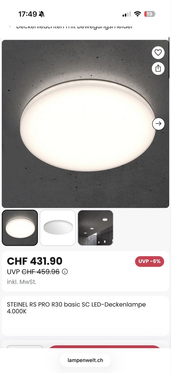 Steinel RS PRO R30 basic SC LED ceiling light, 4000K. (Neu (gemäss ...