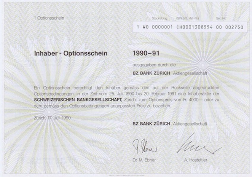 BZ Bank Zürich AG, Zürich - 1990 (Gebraucht) in Solothurn für CHF 1 ...