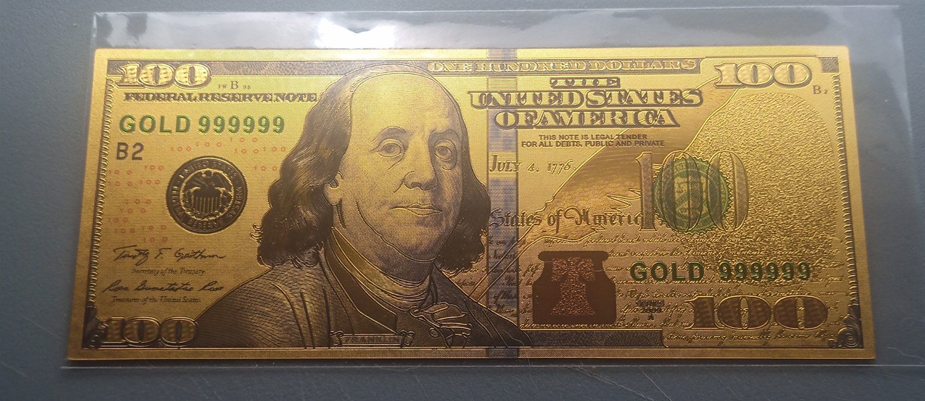 USA - ESTADOS UNIDOS - 100 DOLLAR 2009 A - GOLDENE BANKNOTE (Neu ...