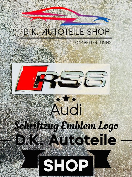 Audi RS6 Emblem Schriftzug Logo aus Metall NEU in Rot/Chrom | Kaufen ...