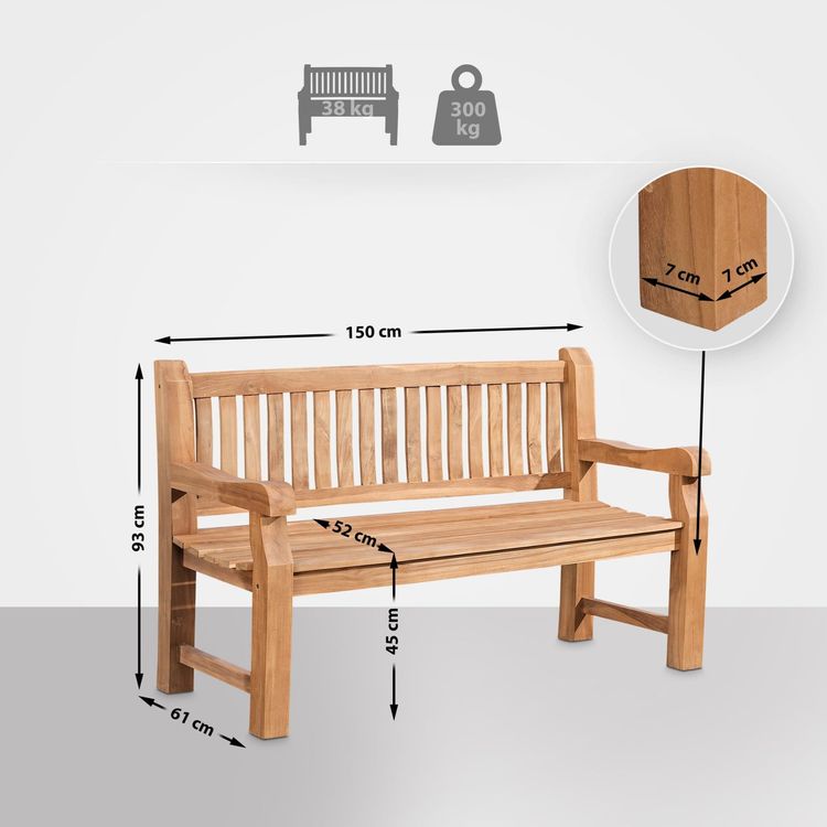 Massiv Teakbank ARGO 150cm Gartenbank Holzbank Parkbank (Neu und originalverpackt) in Wallenwil ...