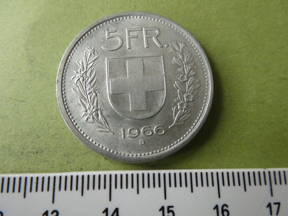 Schweiz 1966, 5 Franken - Silber (Gebraucht) in Hinterforst für CHF 10 – mit Lieferung auf ...