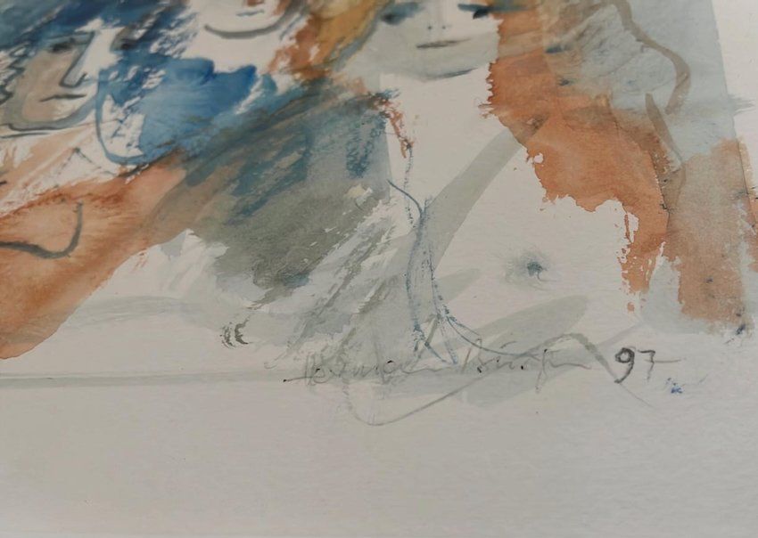 Aquarell Die Gesichter, signiert Hermann Bürgin (ID M129) | Kaufen auf Ricardo