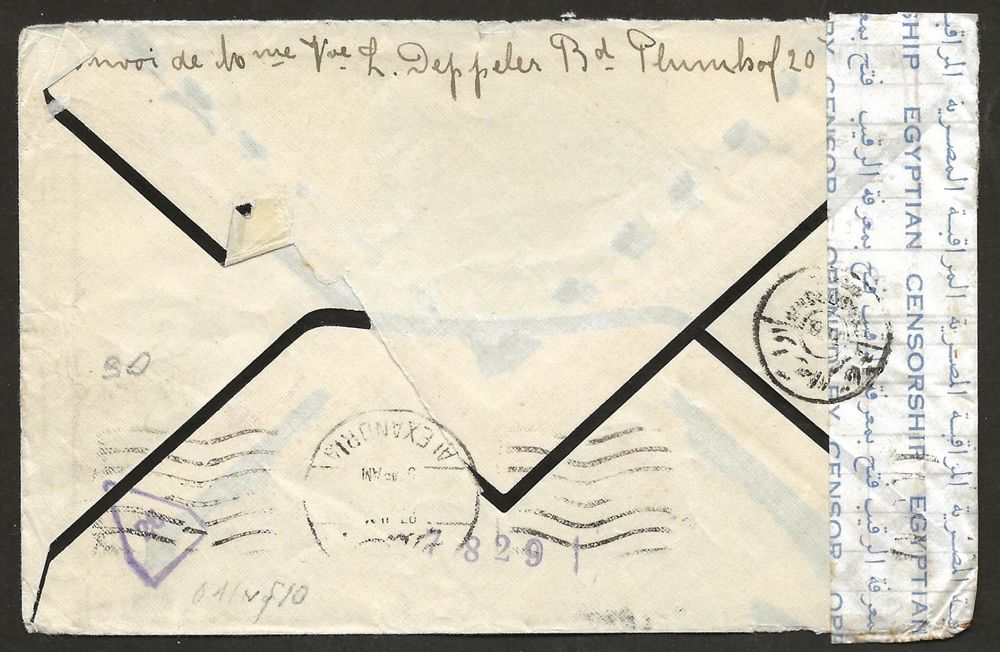 Flugpost Schweiz 1945 OAT Vevey Zensur Ägypten Luftpost (Gebraucht) in Au ZH für CHF 16 – mit ...