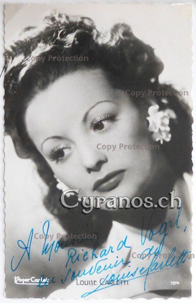 Louise Carletti (1922-2002) Schauspielerin - Autogramm (Gebraucht) in ...