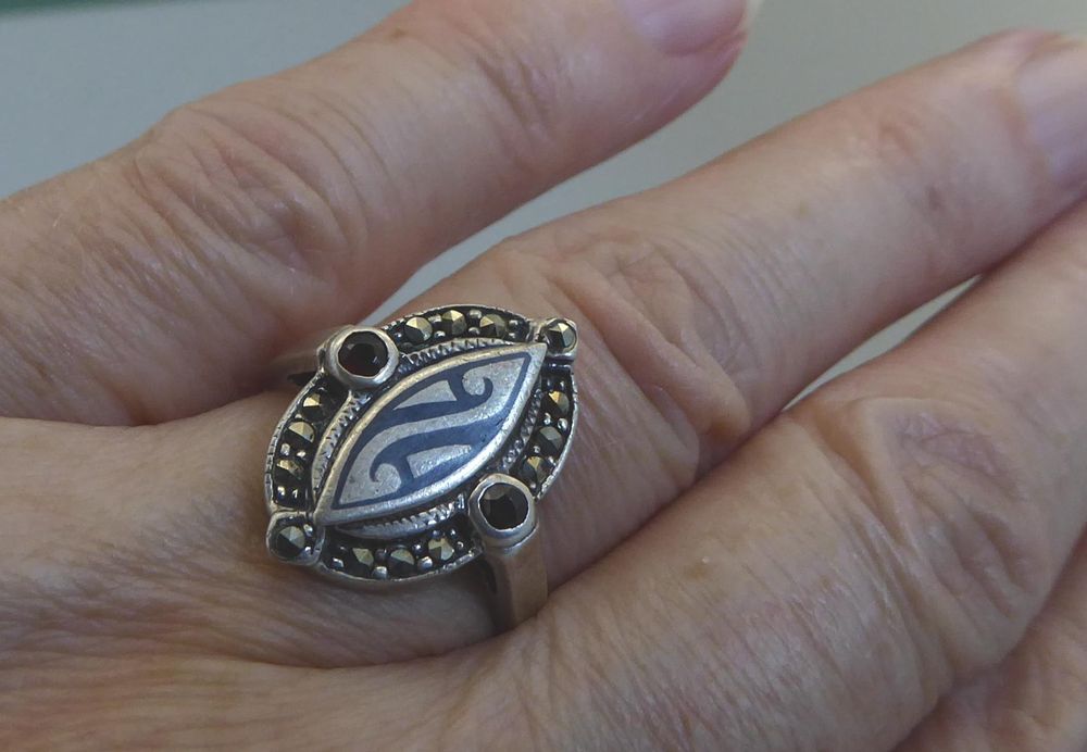 Ring 925 Silber mit Thula Silber, Markasiten, Granaten (Gebraucht) in ...