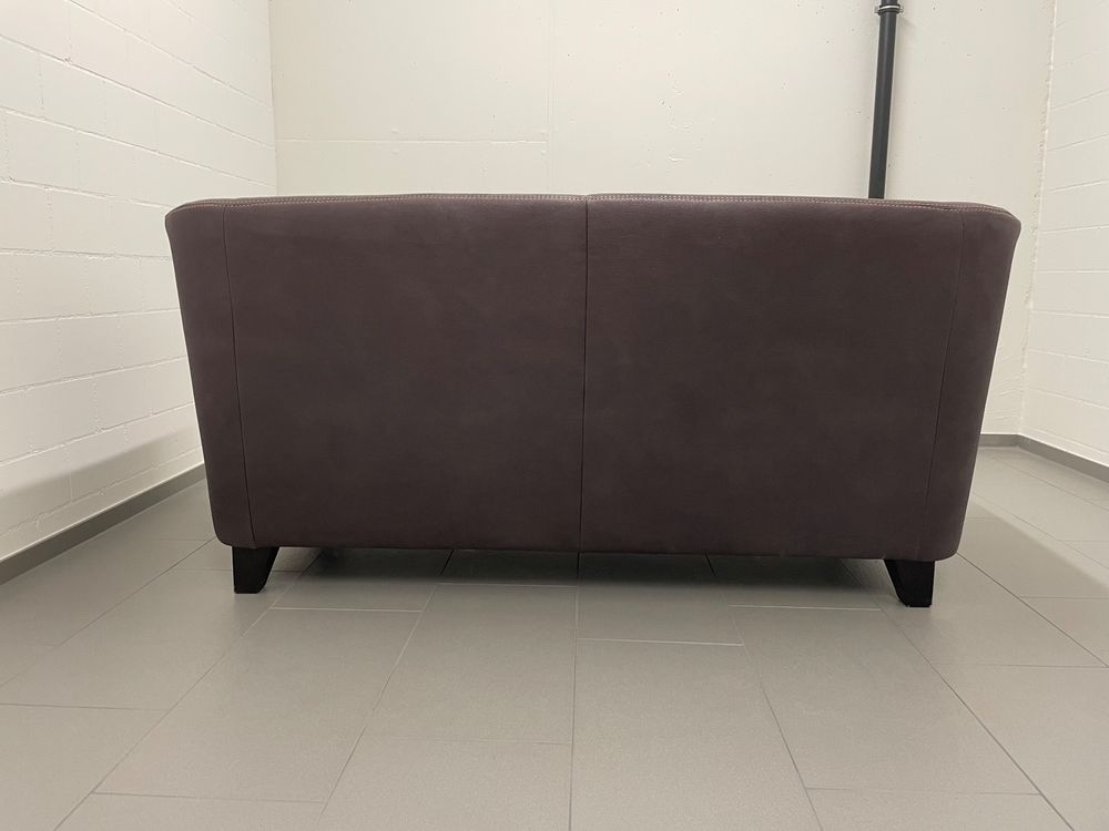 Sofa 2er Anthrazit Braun Alcantara Leder 2 Sitzer Holzfüsse | Kaufen auf Ricardo