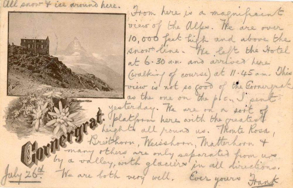 Zermatt VS - Gornergrat mit Matterhorn um 1907 (Gebraucht) in Niedergesteln für CHF 8.3 – mit ...