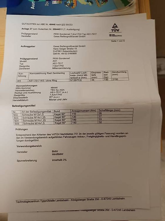 4xsommerräder mit Alufelgen 225/45R17 für bmw mini cooper (Gebraucht ...