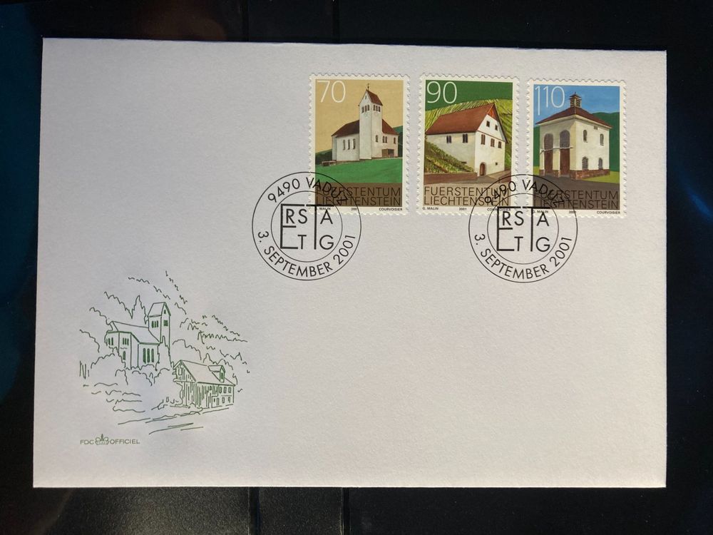 Liechtenstein 2001 Ersttagsbrief Satz Ortsbildschutz (Neu (gemäss Beschreibung)) in Liestal für ...