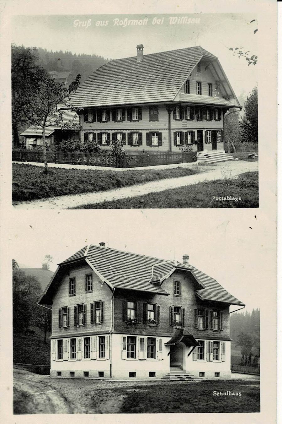 Gruss aus ROHRMATT b. Willisau LU Postablage u. Schulhaus (Gebraucht ...